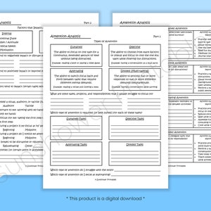Attention Analysis Printable Focus Worksheets - Productivity Evaluation ...