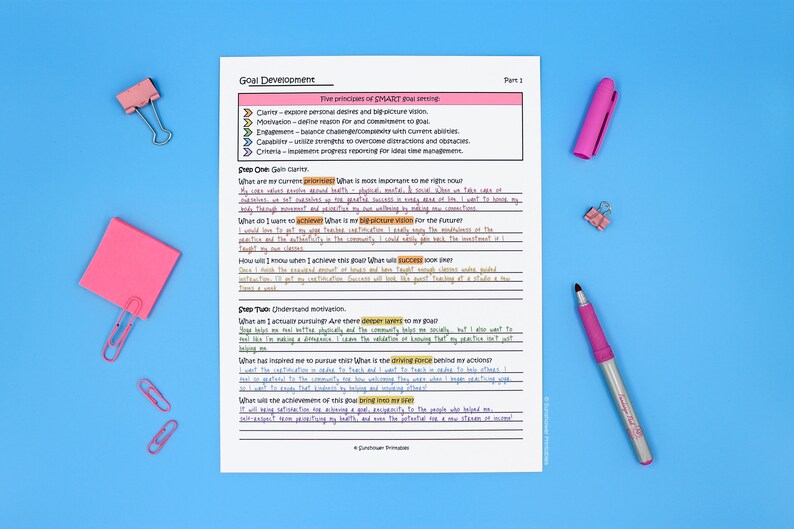 Goal Development Printable Worksheets Habit Resolution - Etsy