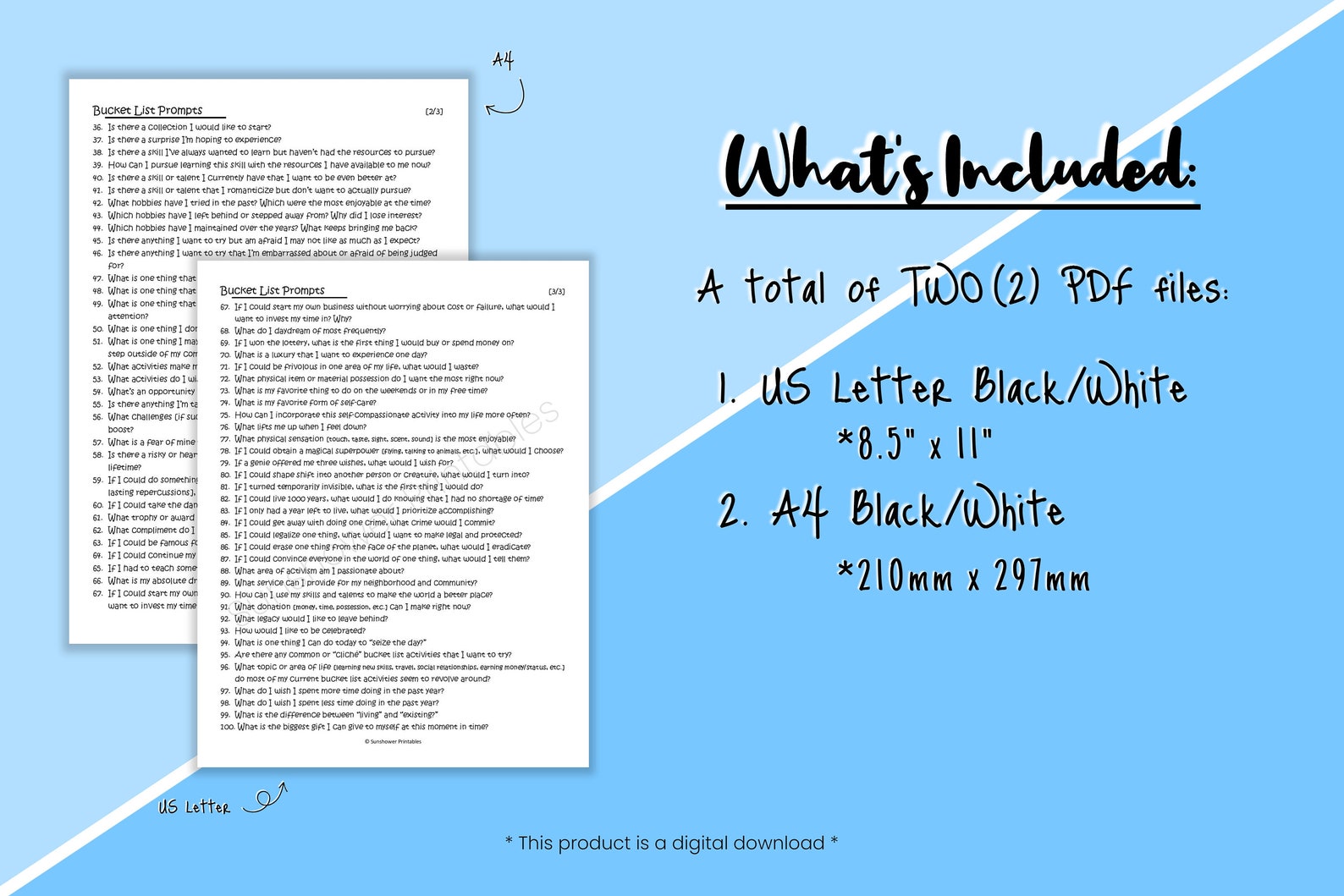 Bucket List Journal Writing Prompts 100 Printable Questions, Manifest ...