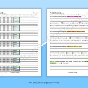 Mood Vs Energy Printable Worksheets - Emotion Exploration Prompts ...