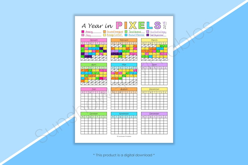Printable Pixel Mood Tracker Bipolar & Depression Coping, Art Therapy ...