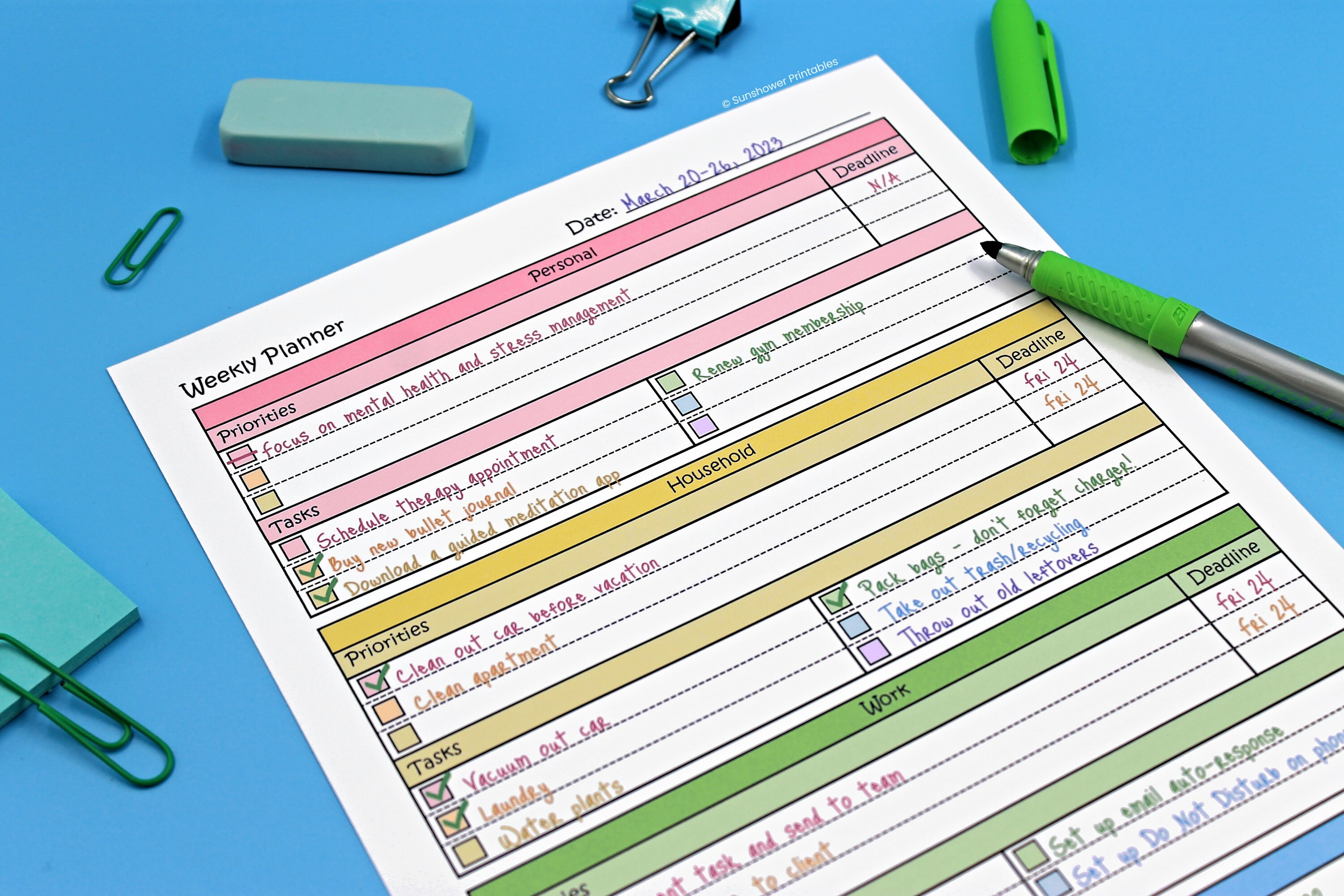 Printable Weekly Priority Planner Task Checklist Goat - Etsy