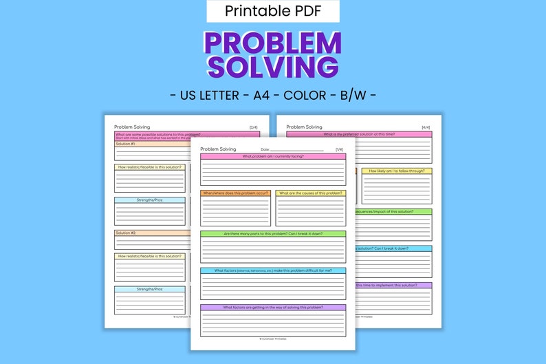 Problem Solving Printable Worksheets - Decision Making Resource ...