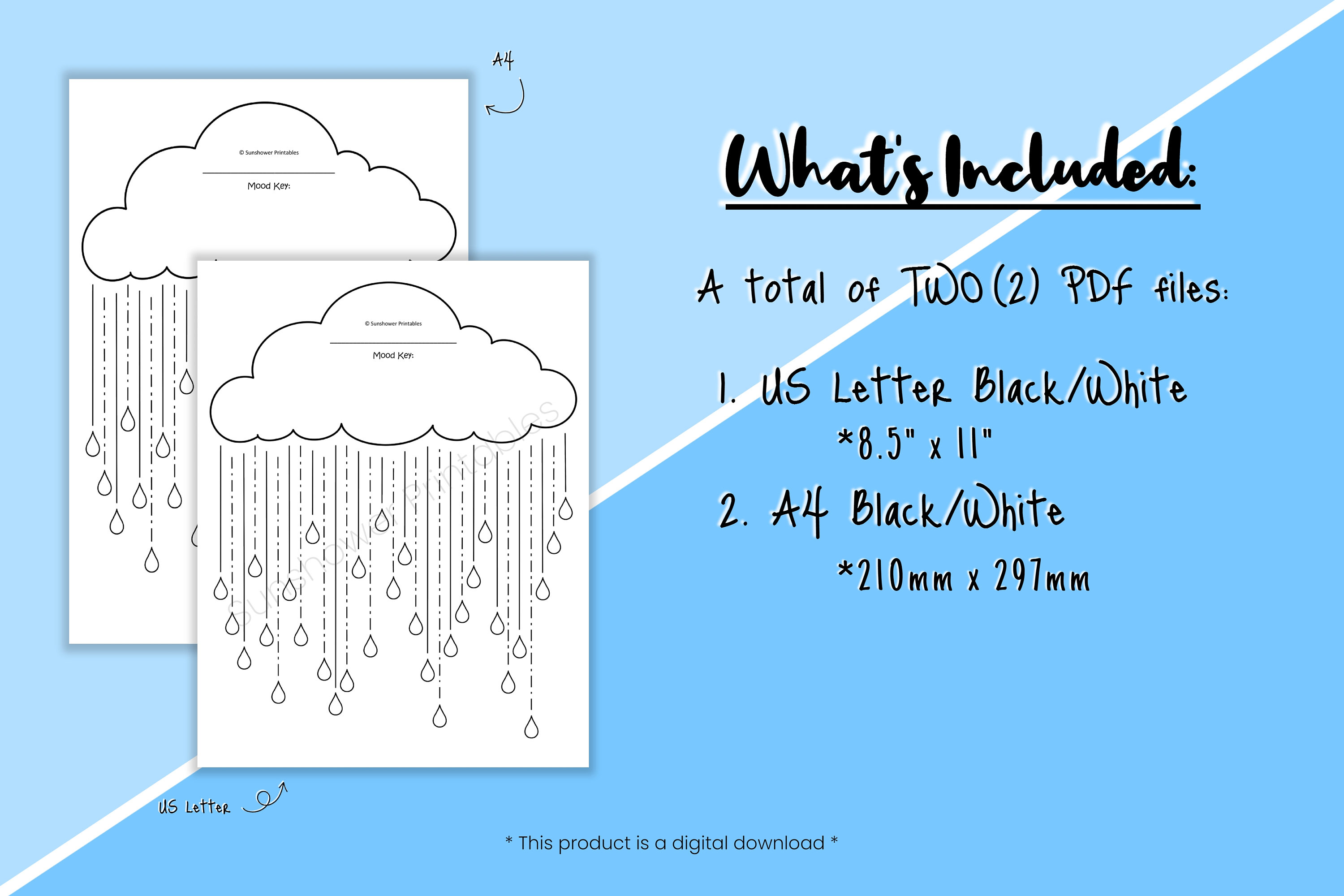 Raindrop Printable Mood Tracker Monthly Coloring Page, Daily Emotion ...