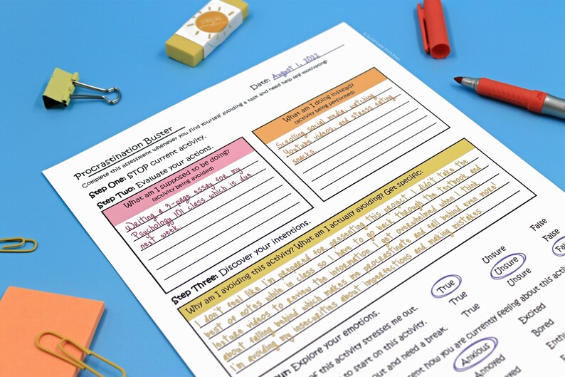 Procrastination Buster Printable Worksheets ADHD Focus - Etsy