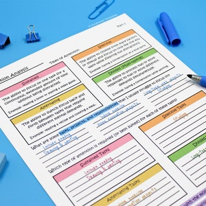 Attention Analysis Printable Focus Worksheets Productivity - Etsy