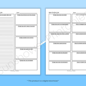 Printable Not-to-do List Prompts Protect Mental Health Worksheet, Work ...