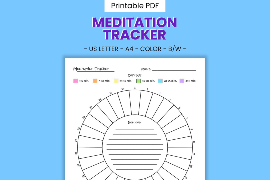 Meditation Tracker Printable Coloring Page - Mindfulness Routine ...