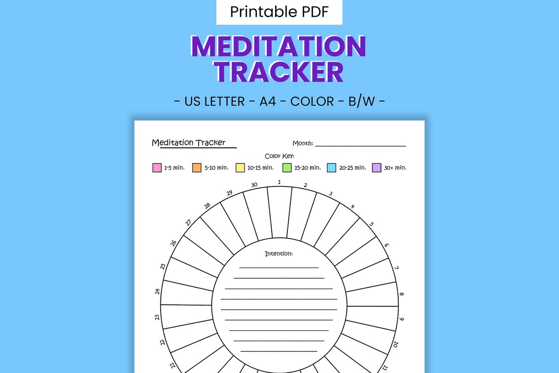 Meditation Tracker Printable Coloring Page - Mindfulness Routine ...