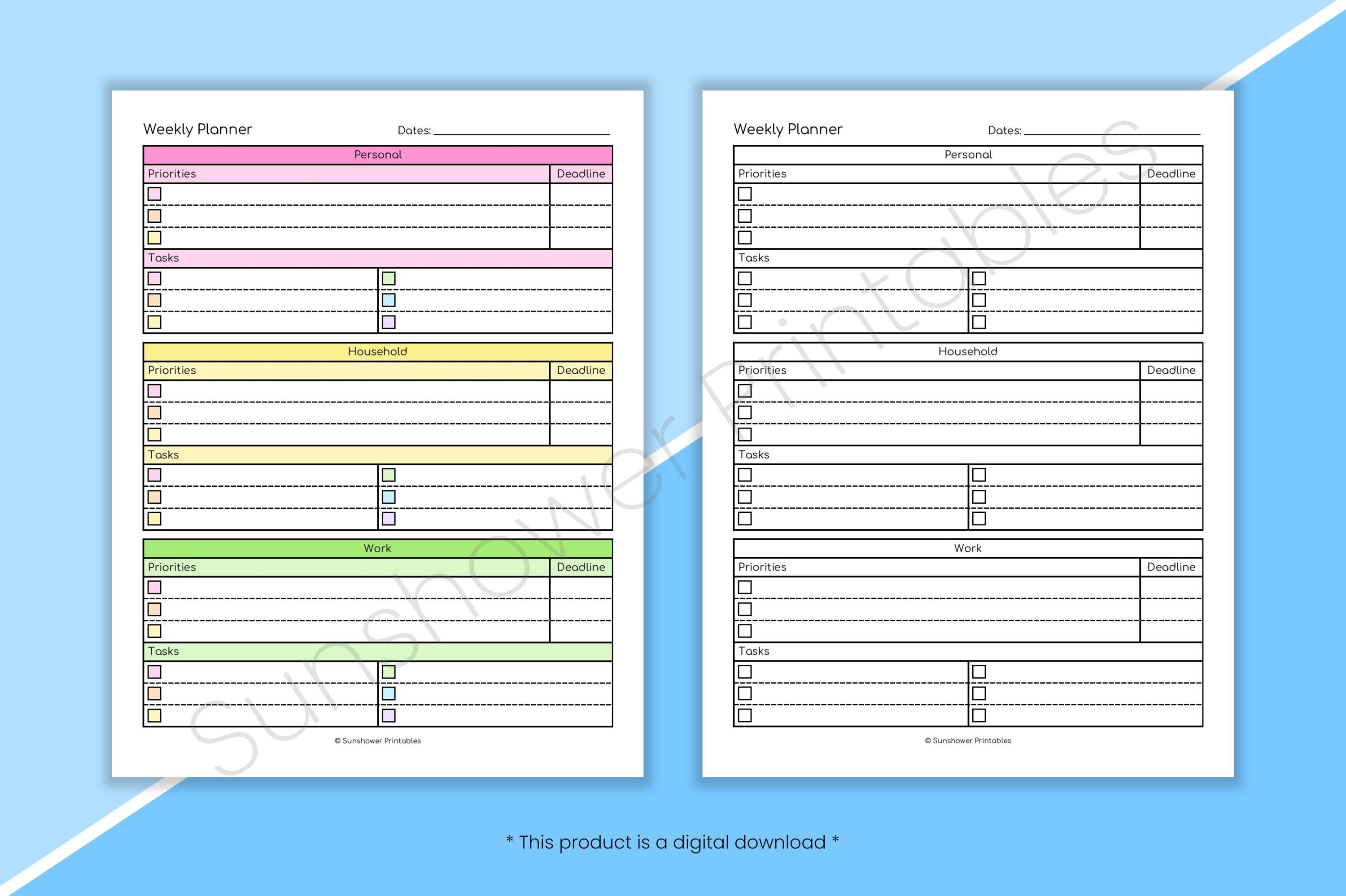 Printable Weekly Priority Planner - Task Checklist, Set Goats ...