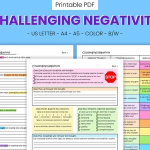 Challenge Negative Thinking Printable Worksheets Boost - Etsy