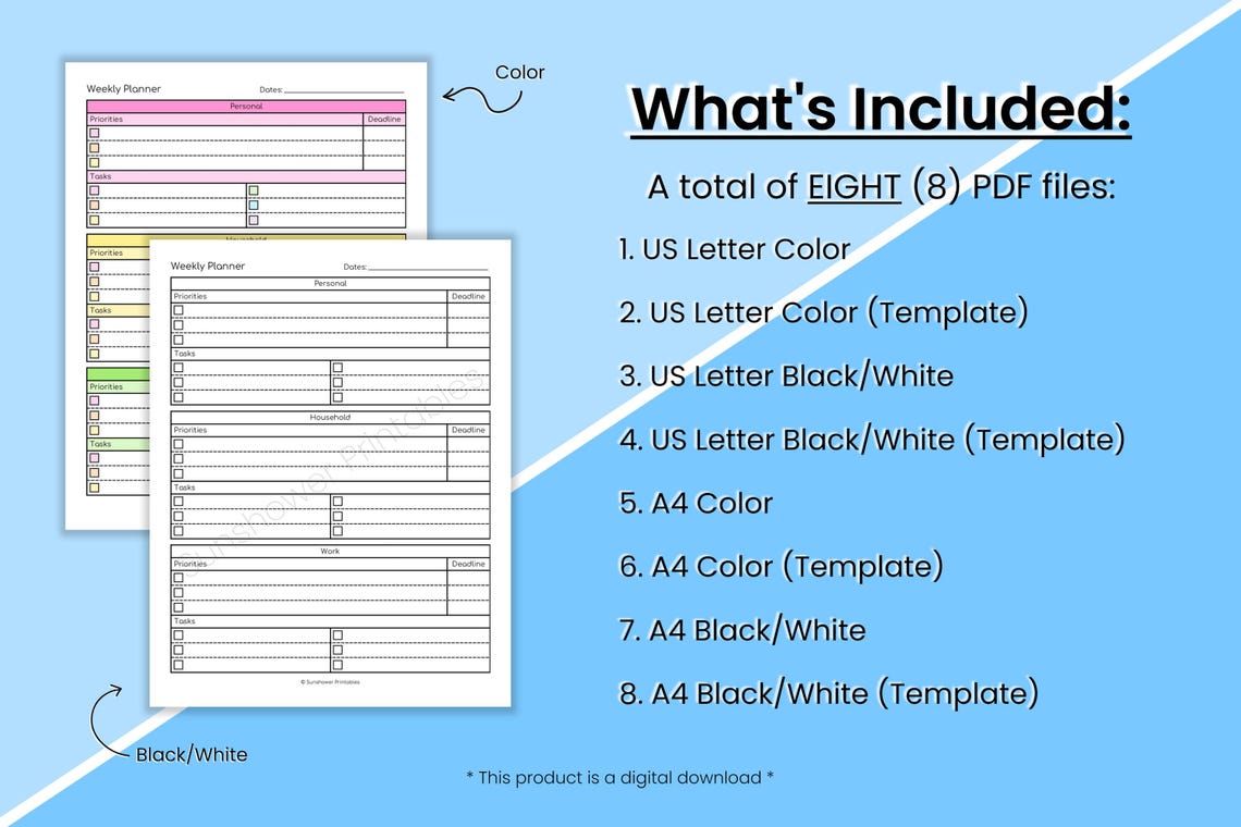 Printable Weekly Priority Planner - Task Checklist, Set Goats ...