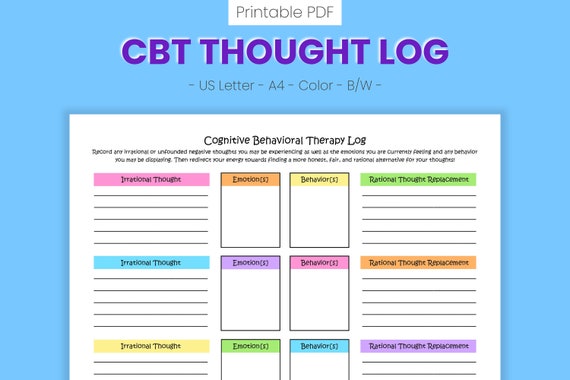 Cognitive Behavior Therapy Thought Log Printable US Letter | Etsy