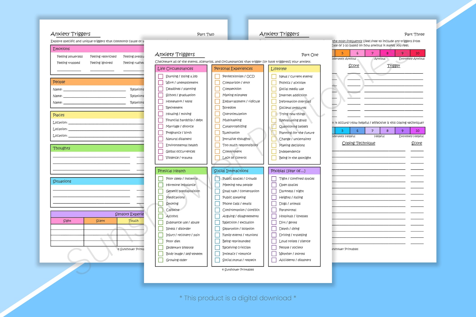 Anxiety Trigger Exploration Printable Worksheets - Panic Attack Coping ...