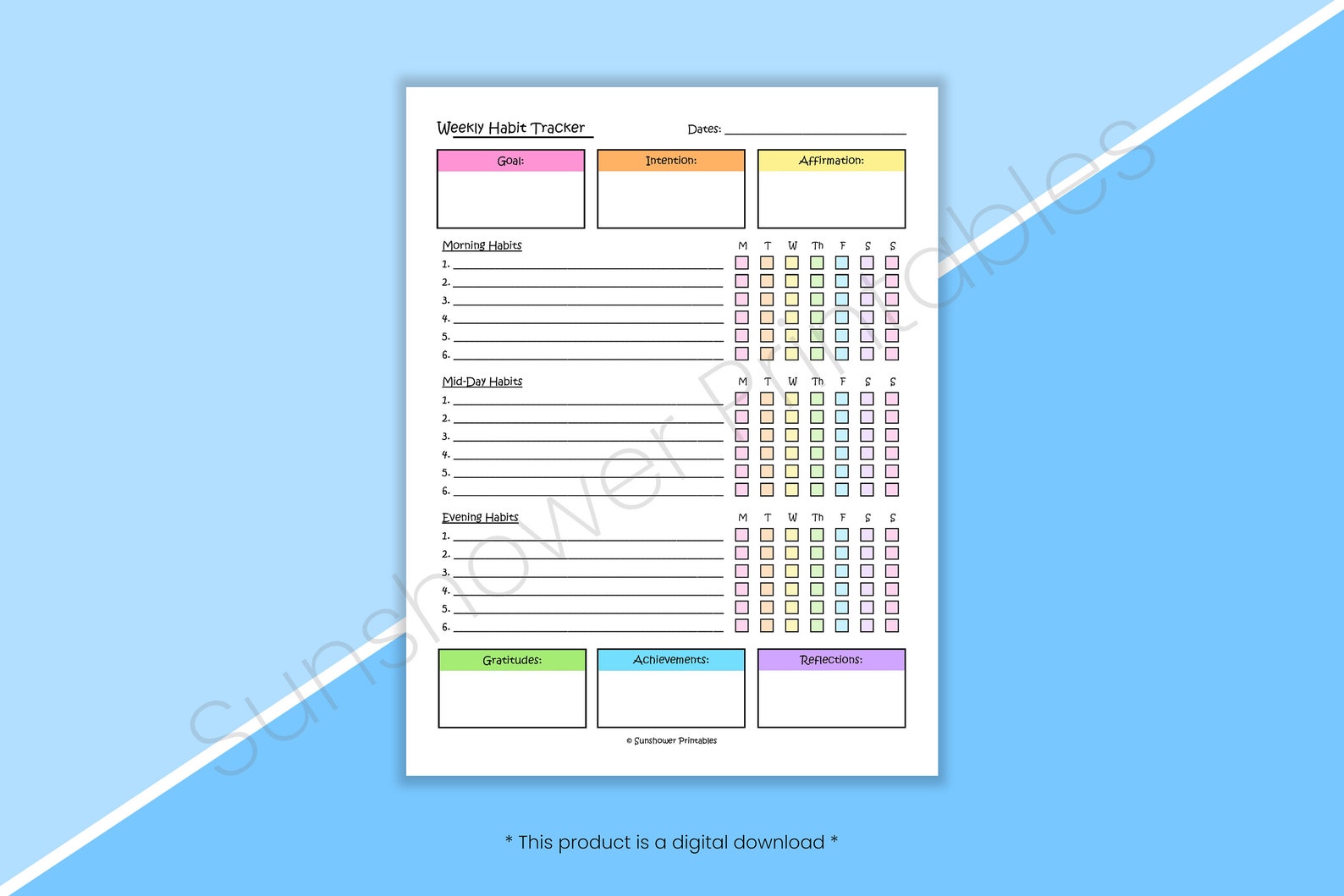 Weekly Habit Tracking Printable Planner Daily Goal Setting, ADHD ...