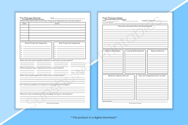 Hojas de trabajo imprimibles para tomar notas sobre terapia: asesoramiento sobre enfermedades ...