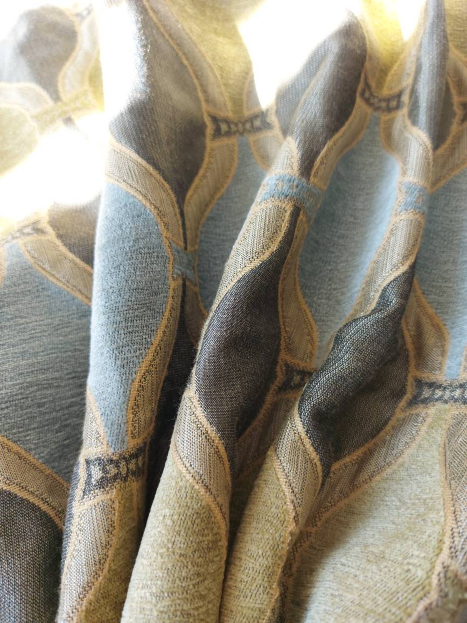 Stunning Length of Soft Furnishings Fabric Blue Gold Design Sewing ...