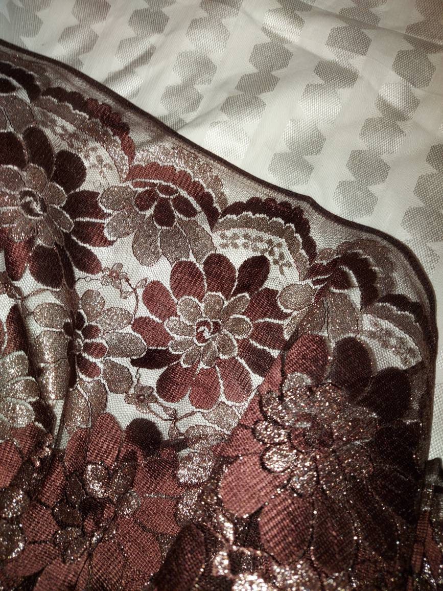 Maroon Fabric Floral Net Dressmaking or Crafts Unusual Fabric - Etsy