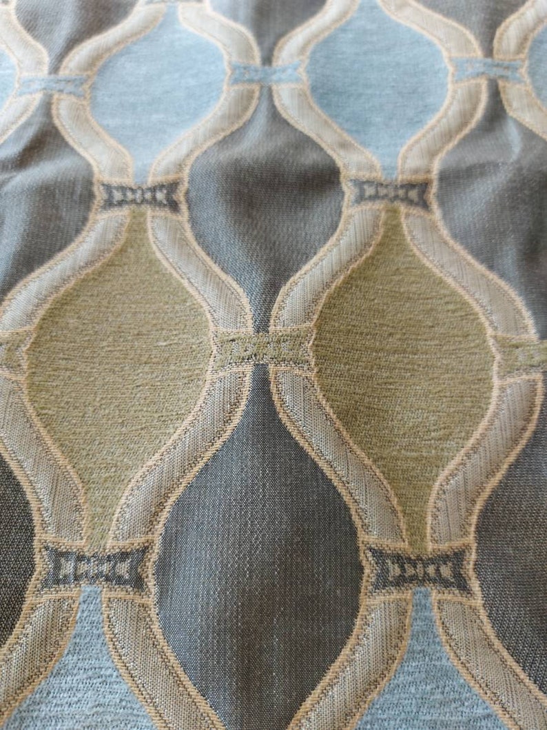 Stunning Length of Soft Furnishings Fabric Blue Gold Design - Etsy UK