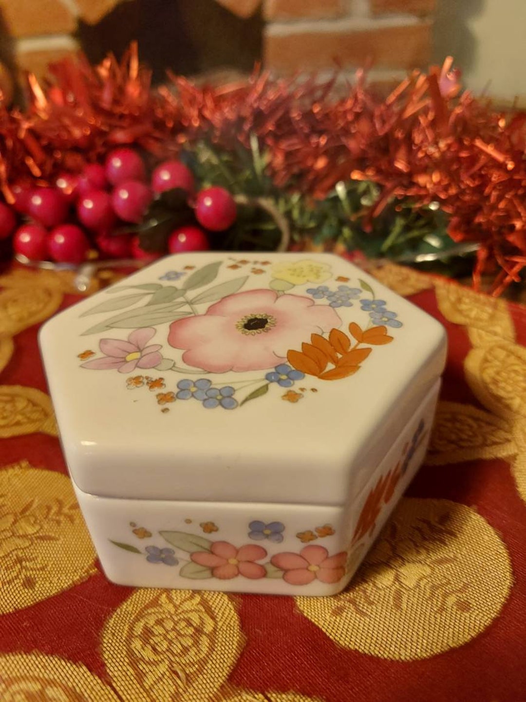 Pretty Wedgwood China Trinket Box in a Hexagon Shape With Lid Super ...
