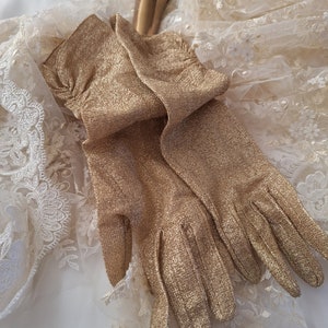 Stunning Vintage Cornelia James Gold Cocktail Gloves Designer Glitzy ...