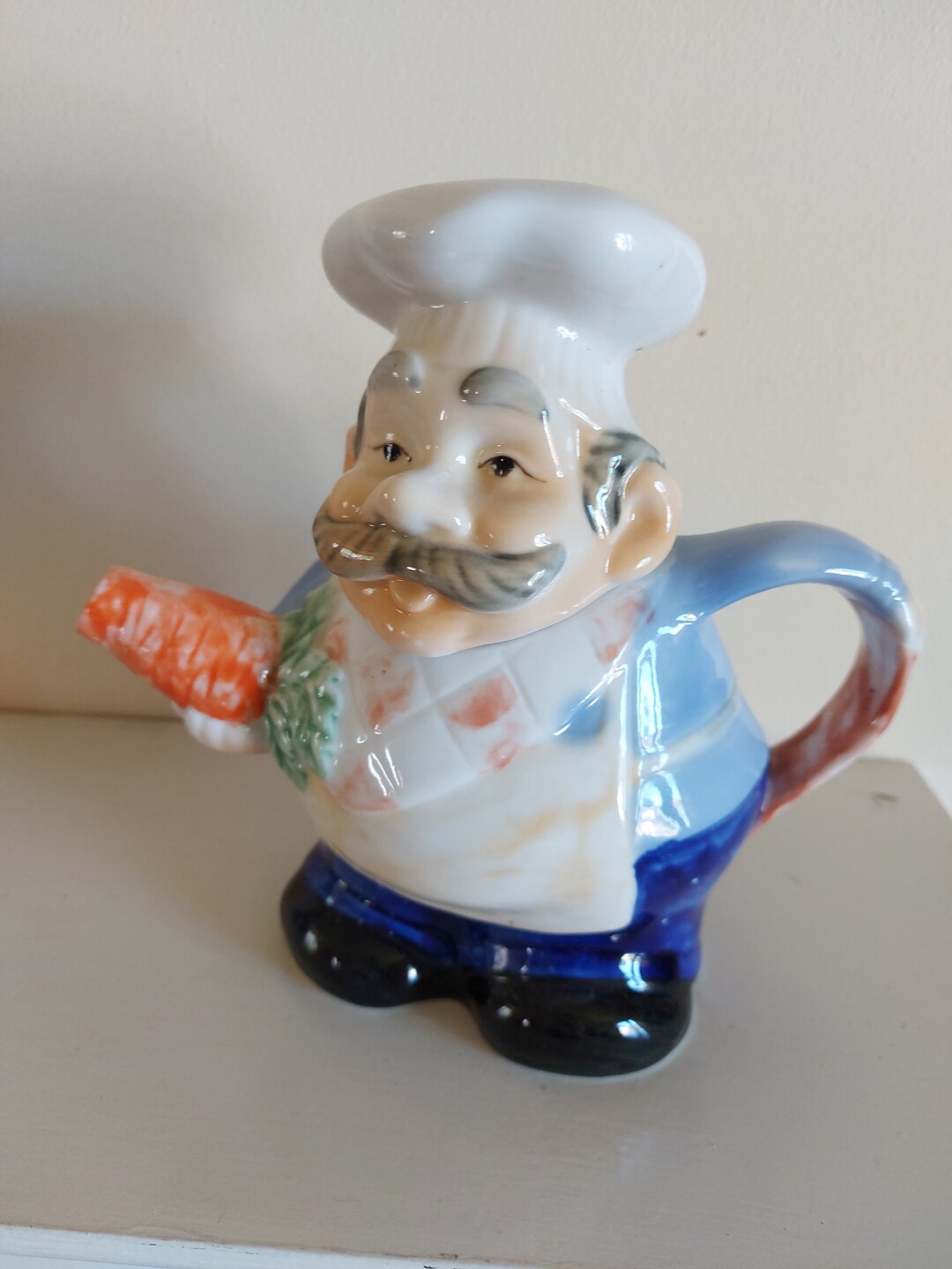 Vintage Chef China Teapot Handpainted Novelty Teapot Adorable ...