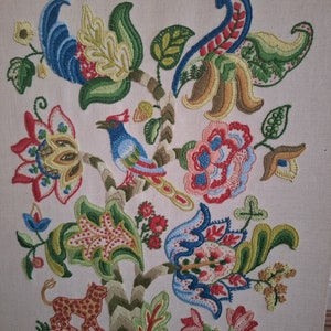Stunning Antique Crewel Work Wall Hanging C 1920 Rare Hand Embroidered ...