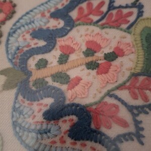 Stunning Antique Crewel Work Wall Hanging C 1920 Rare Hand Embroidered ...