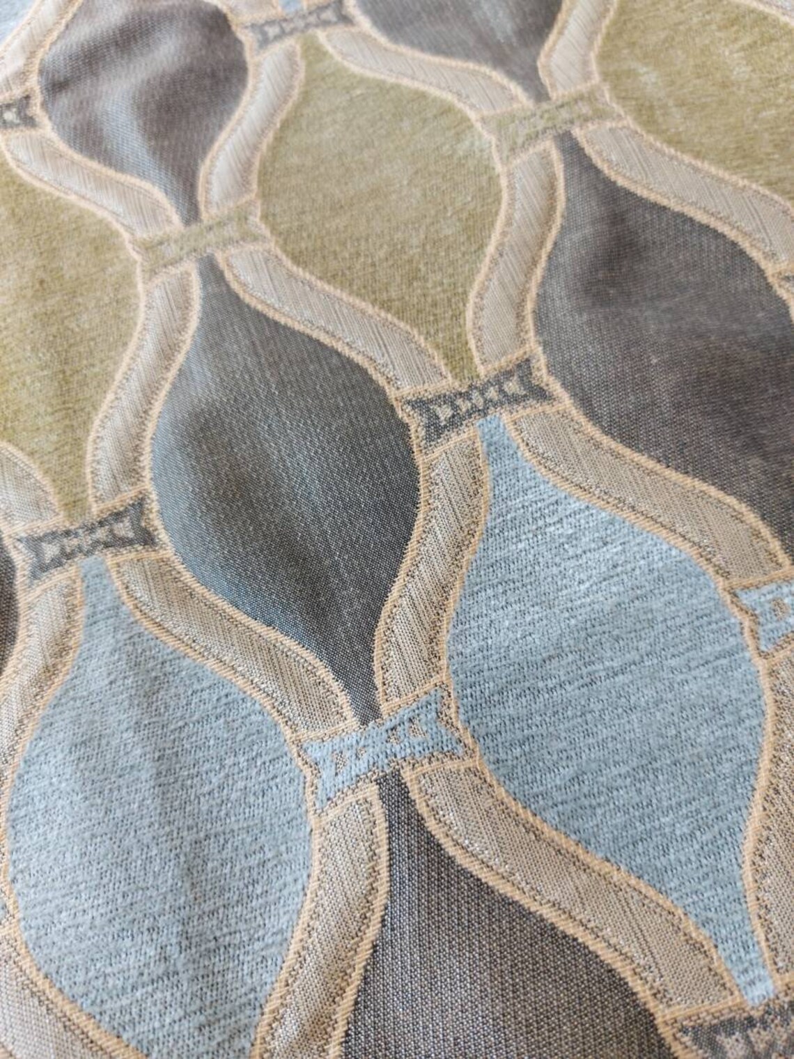 Stunning Length of Soft Furnishings Fabric Blue Gold Design - Etsy UK