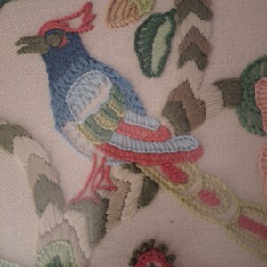 Stunning Antique Crewel Work Wall Hanging C 1920 Rare Hand Embroidered ...