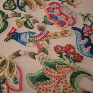Stunning Antique Crewel Work Wall Hanging C 1920 Rare Hand Embroidered ...