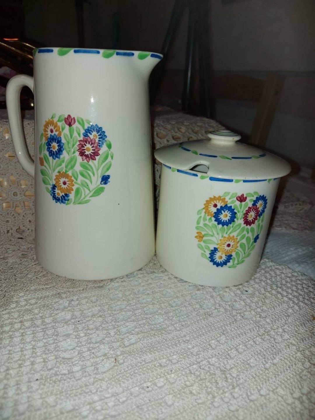 Vintage Heal and Son China Pitcher and Preserves Pot Country Bunch ...