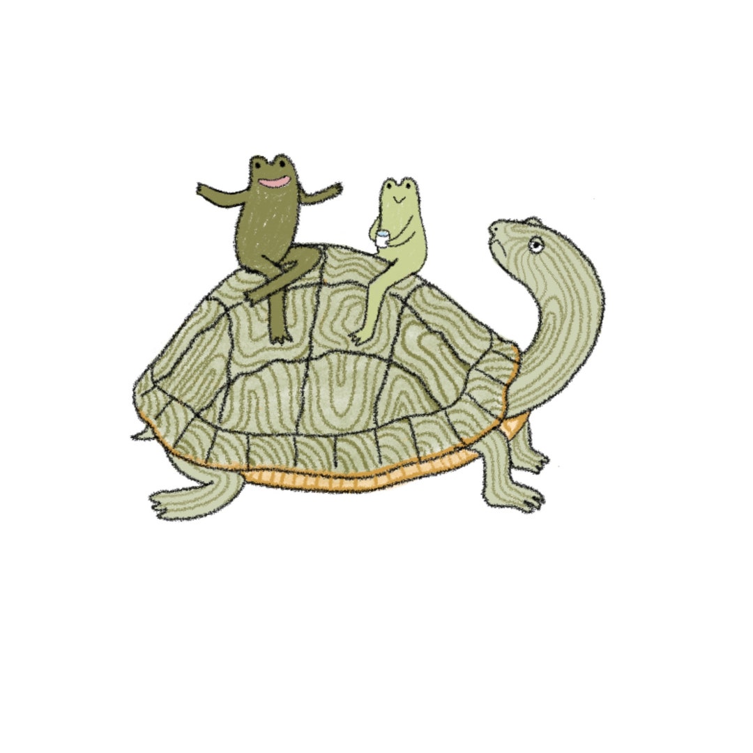 Turtle and Frogs Sticker - Etsy