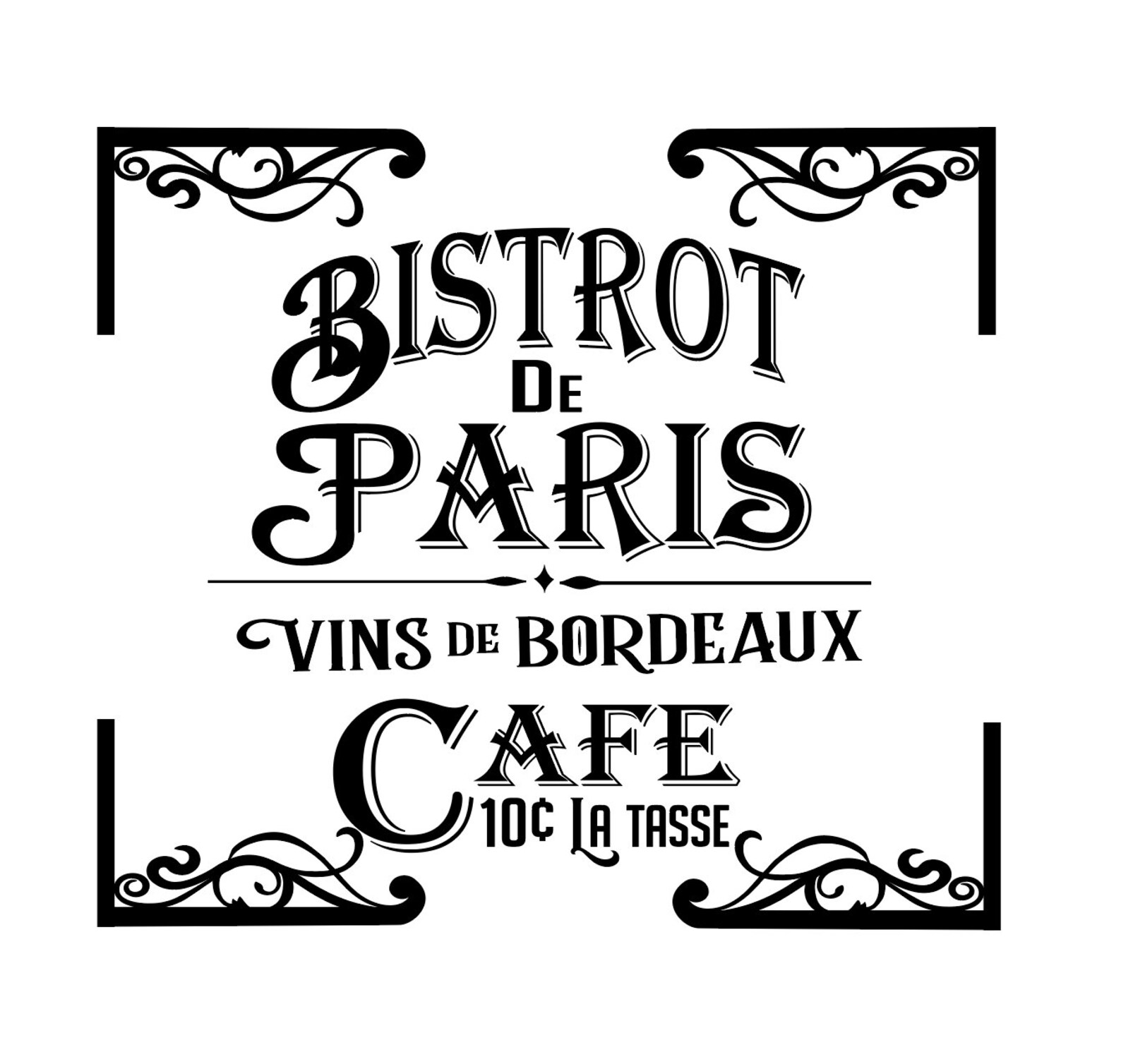 Paris French Bistro Sign Art .svg With Variations - Etsy