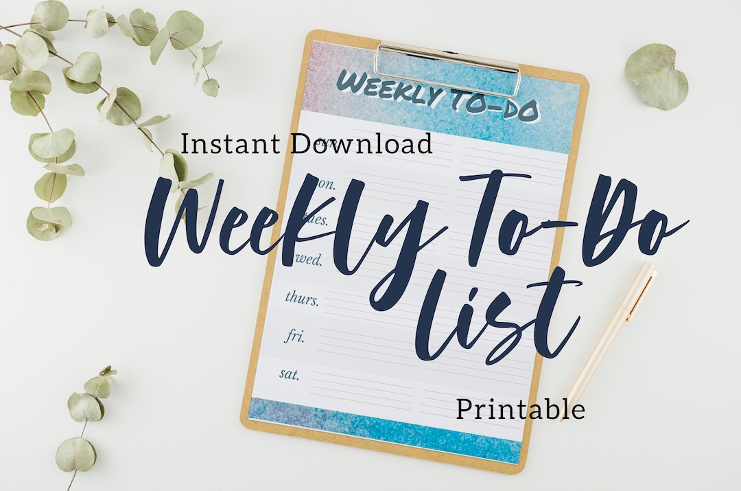 Printable Weekly To-do List Weekly Planner Downloadable Printable - Etsy
