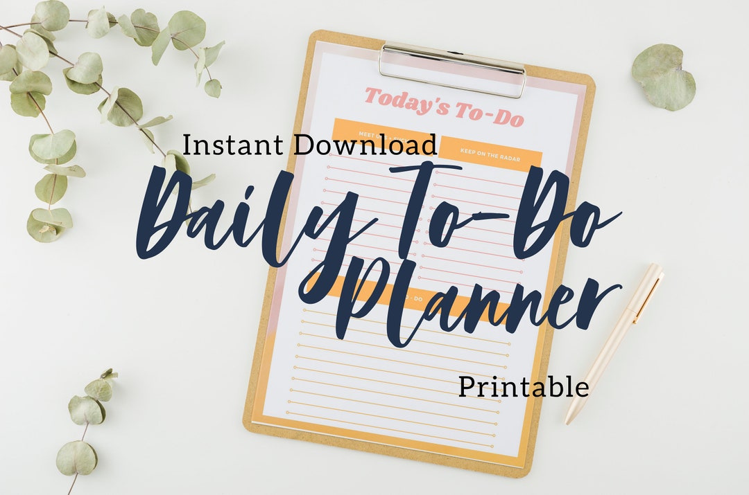 Printable Daily To-do List Daily Planner Downloadable Printable - Etsy
