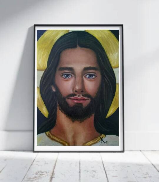 Glorious Jesus, Oil Paint Oil Painting Paint Wood-paint on Wood Oils ...