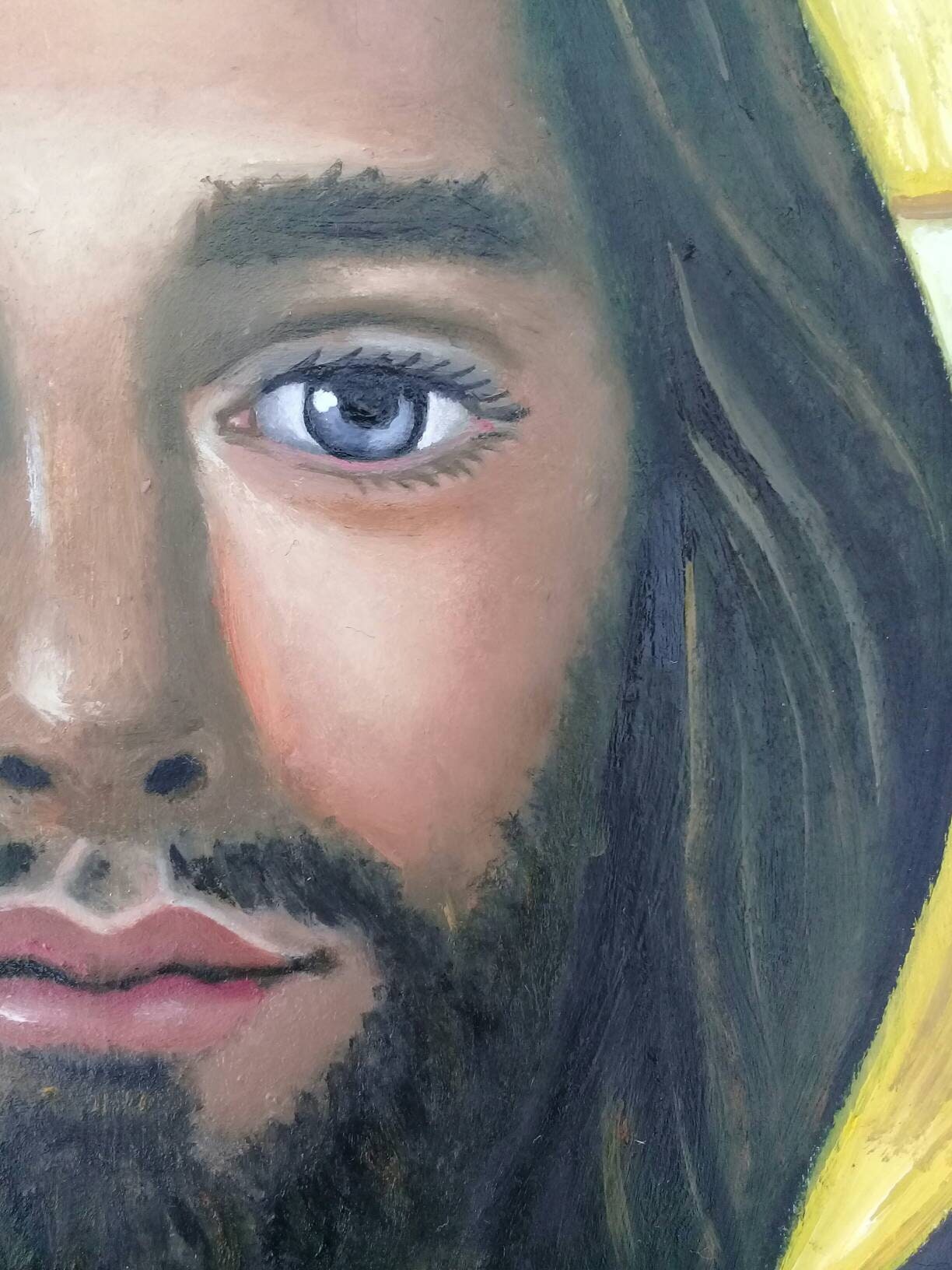 Glorious Jesus, Oil Paint Oil Painting Paint Wood-paint on Wood Oils ...