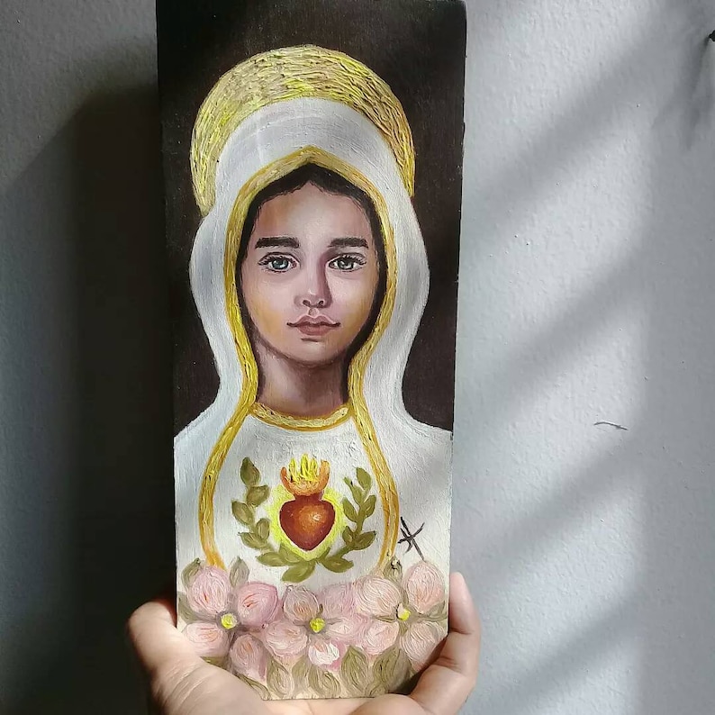 Virgin of Fátima, ORIGINAL ART, Our Lady of Fátima, Original Painting ...