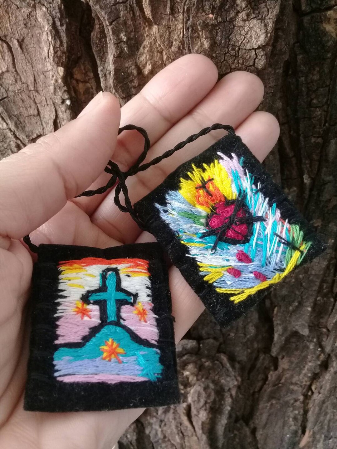 Small Brown Scapular Art on Scapulars Small Embroidered - Etsy