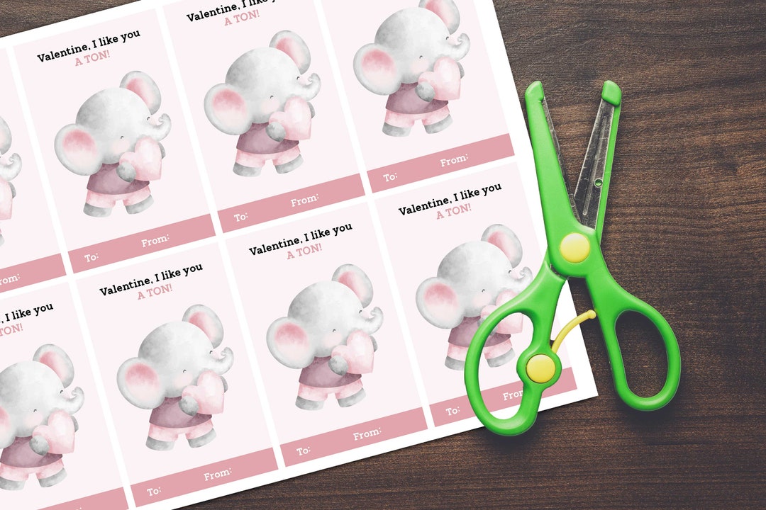 Instant Download: I Like You a TON Elephant Valentine's Day Cards ...