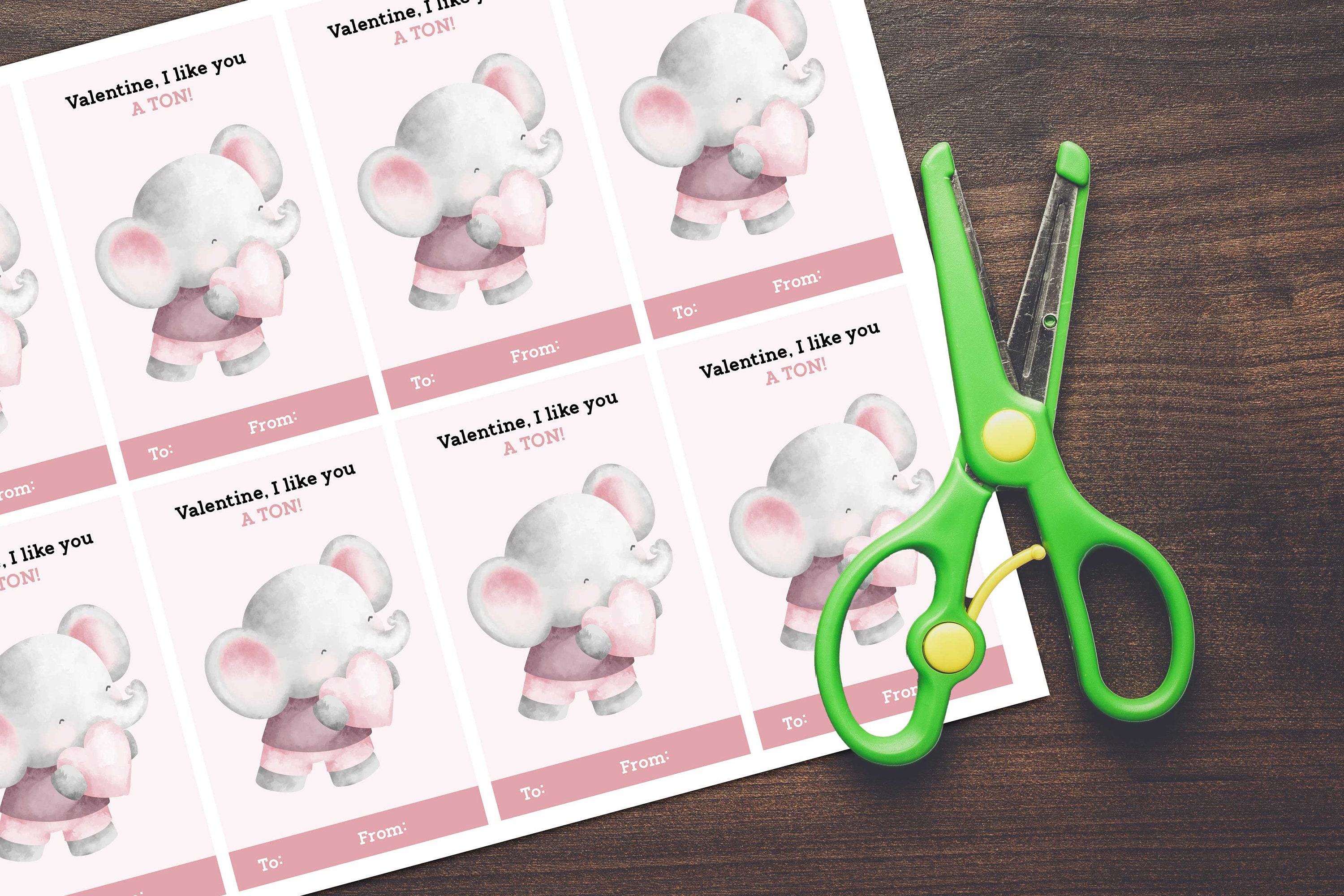 Instant Download: I Like You a TON Elephant Valentine's Day Cards ...