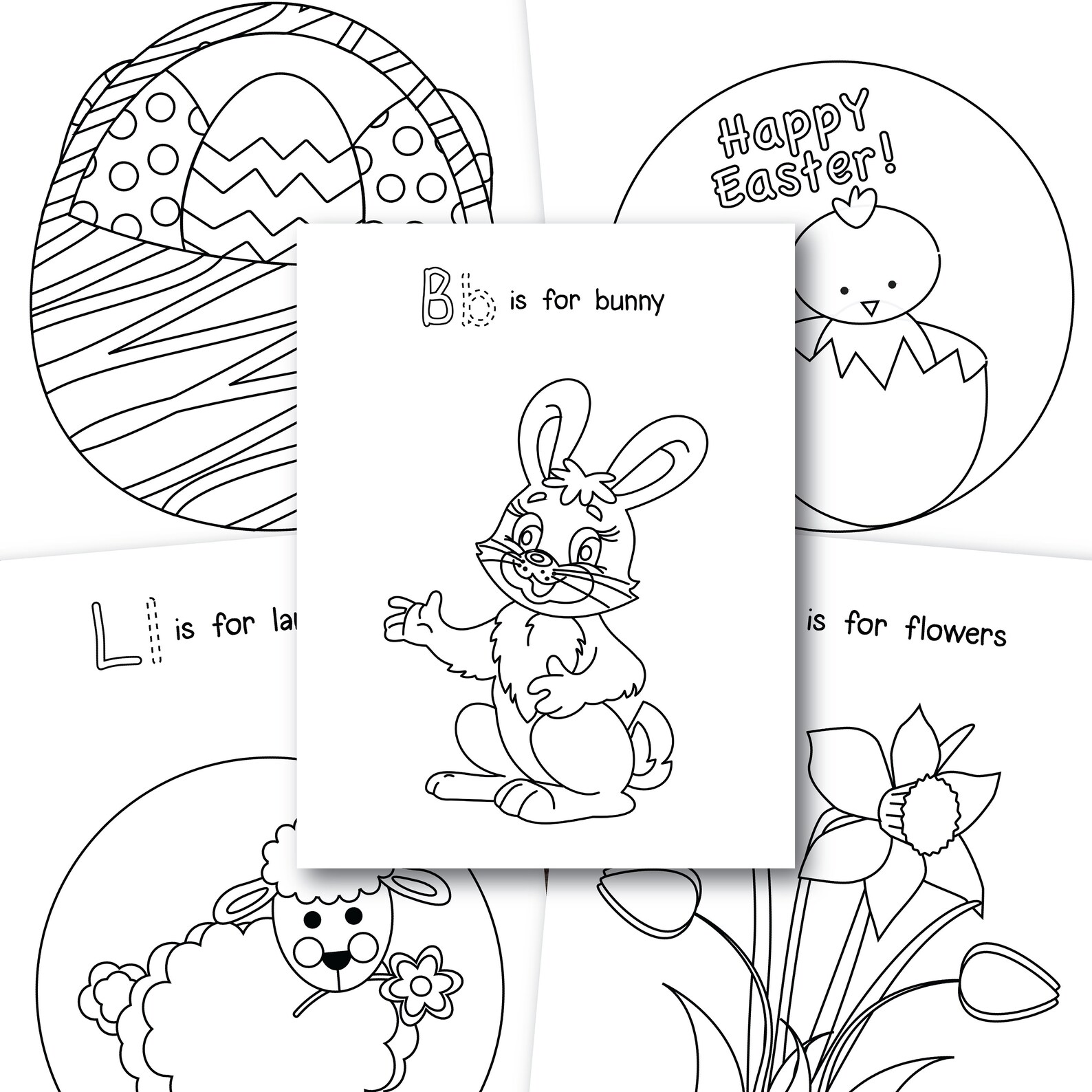 Easter Coloring Pages for Kids, Printable Coloring Sheets, Easter ...