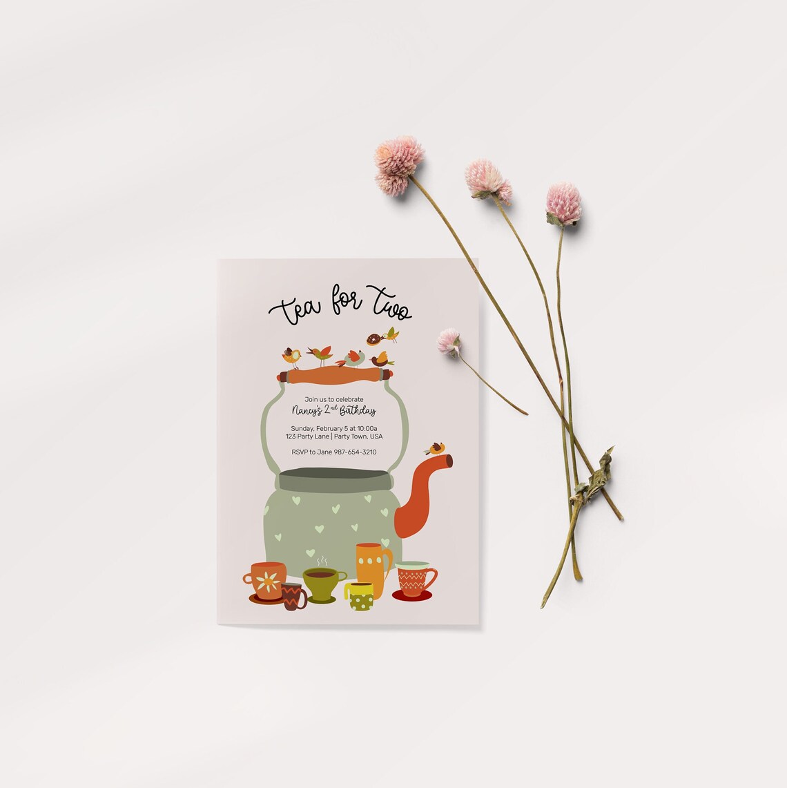 Tea for Two Birthday Invitations, Teacup Invitation, Birthday Tea Party ...