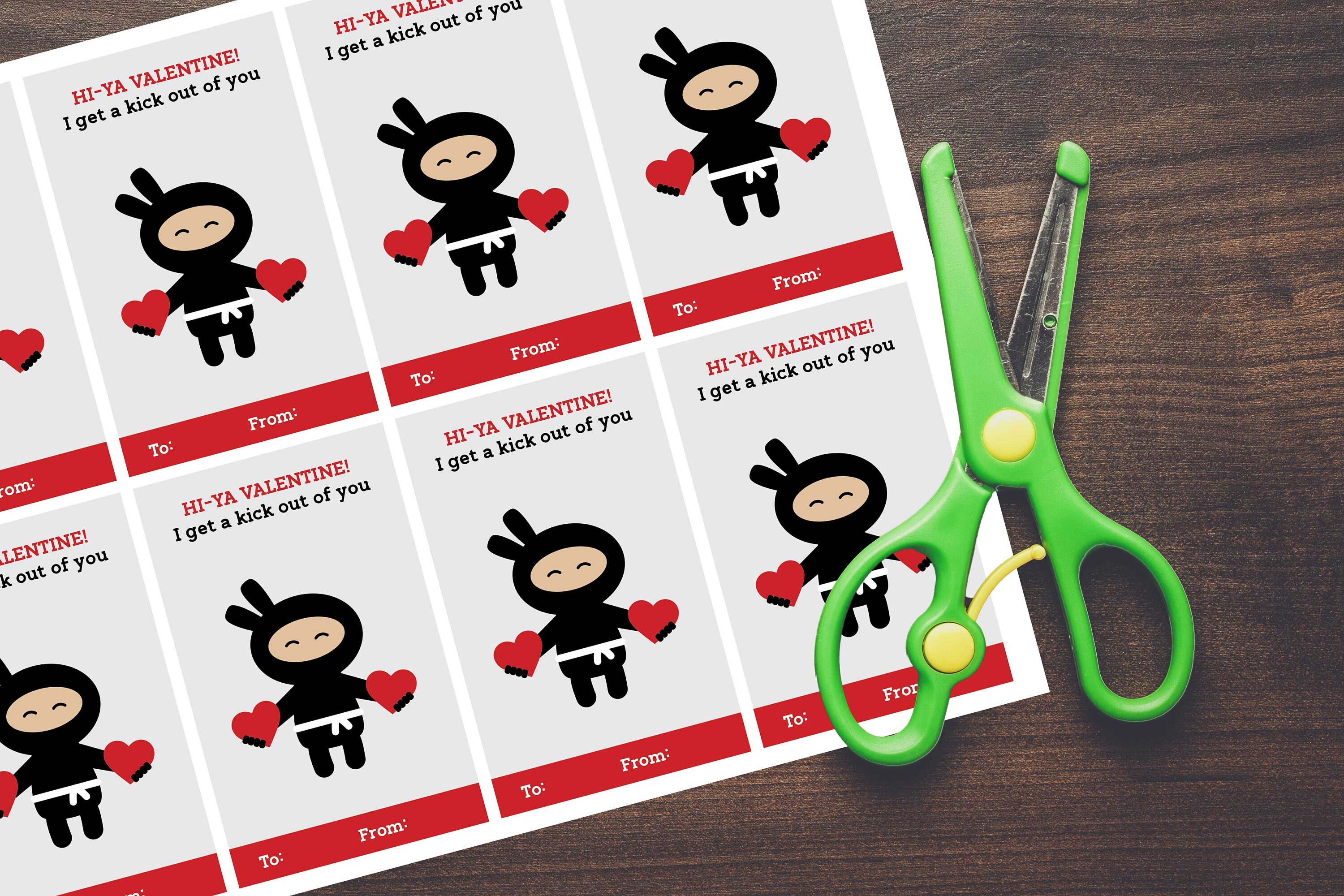 Instant Download: Ninja Valentine's Day Cards, Printable Valentine's ...