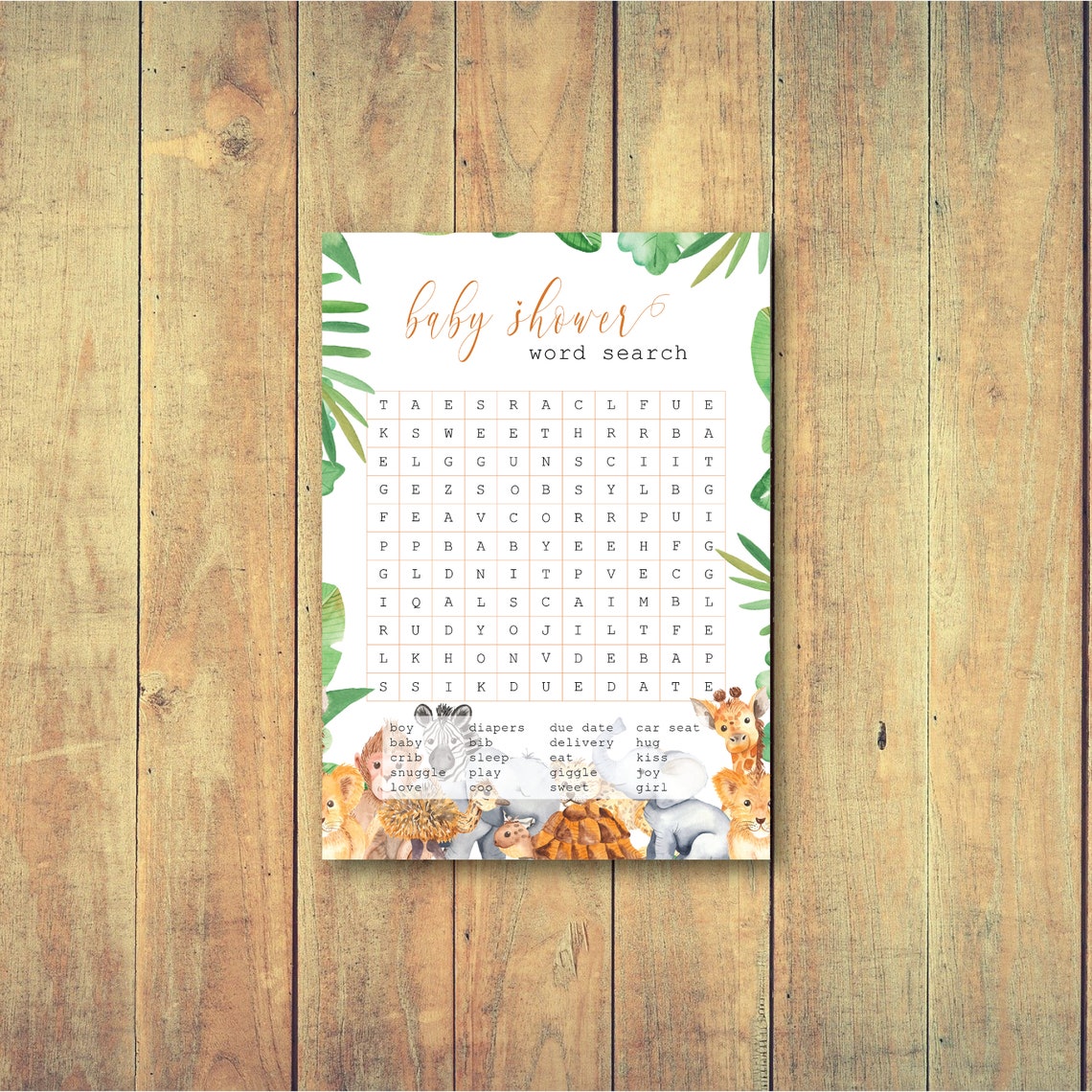 Baby Shower Word Search Game, Baby Shower Games, Baby Word Search Game ...