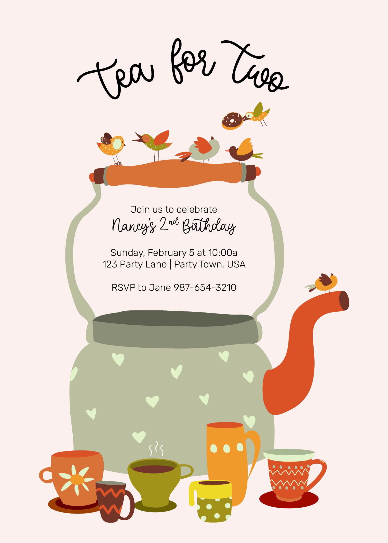 Tea for Two Birthday Invitations, Teacup Invitation, Birthday Tea Party ...