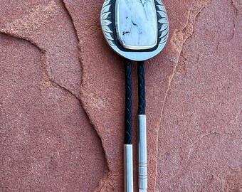 White Buffalo Turquoise Bolo Tie /wild Horse Stone/silver Bolo/genuine ...