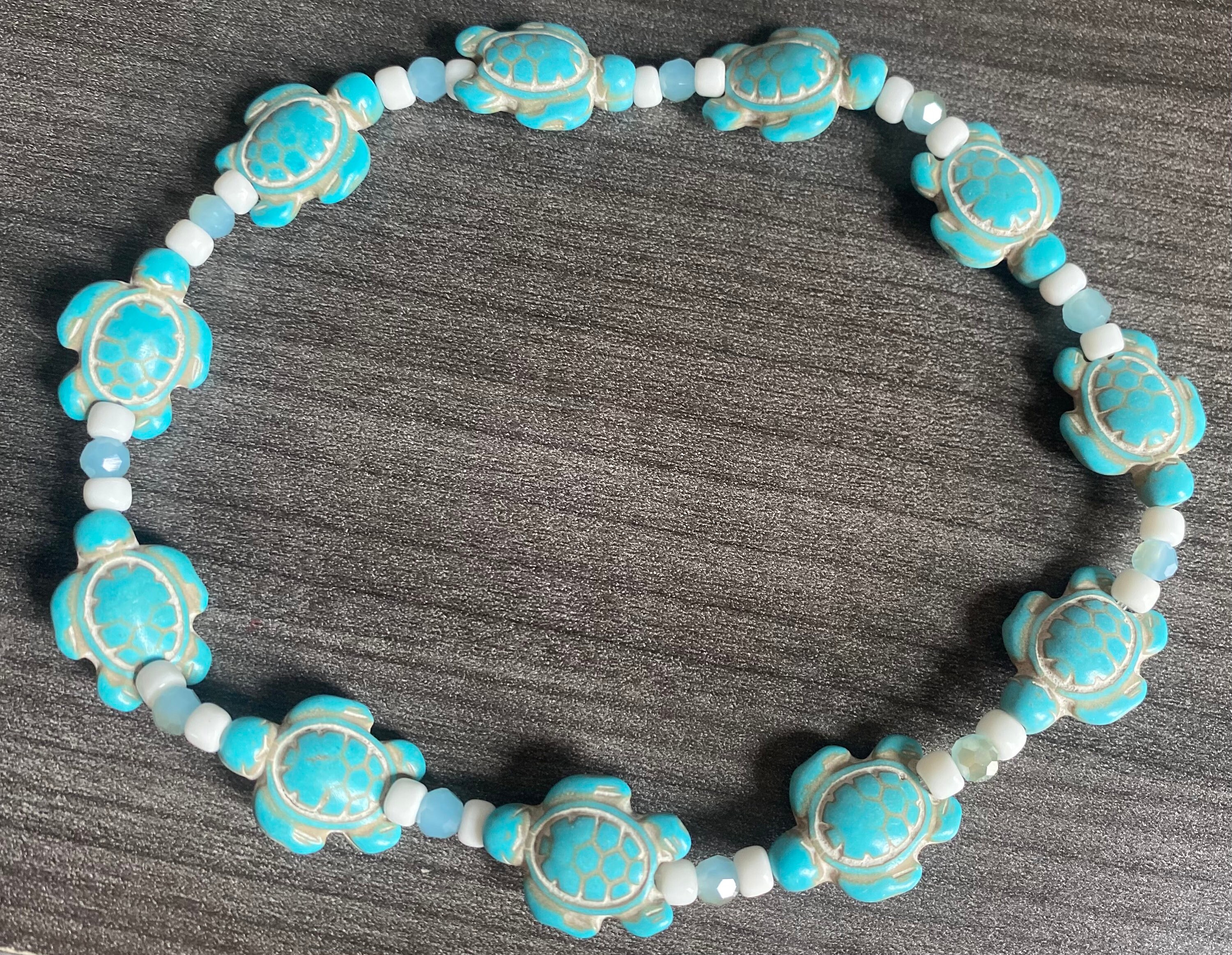 Turquoise Sea Turtle Anklet: Ocean Beach Stretch Ankle Bracelet - Etsy