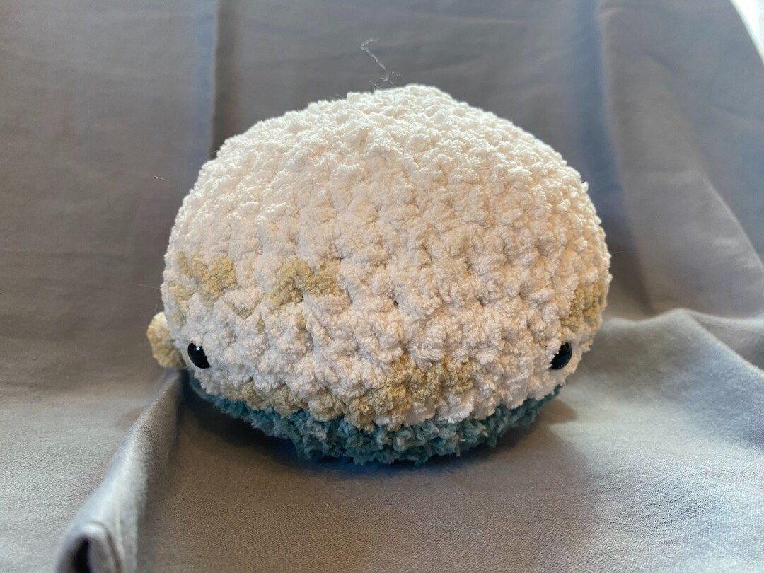 White, Tan, and Blue Brown-eyed Whale Plushie Handmade One-of-a-kind ...